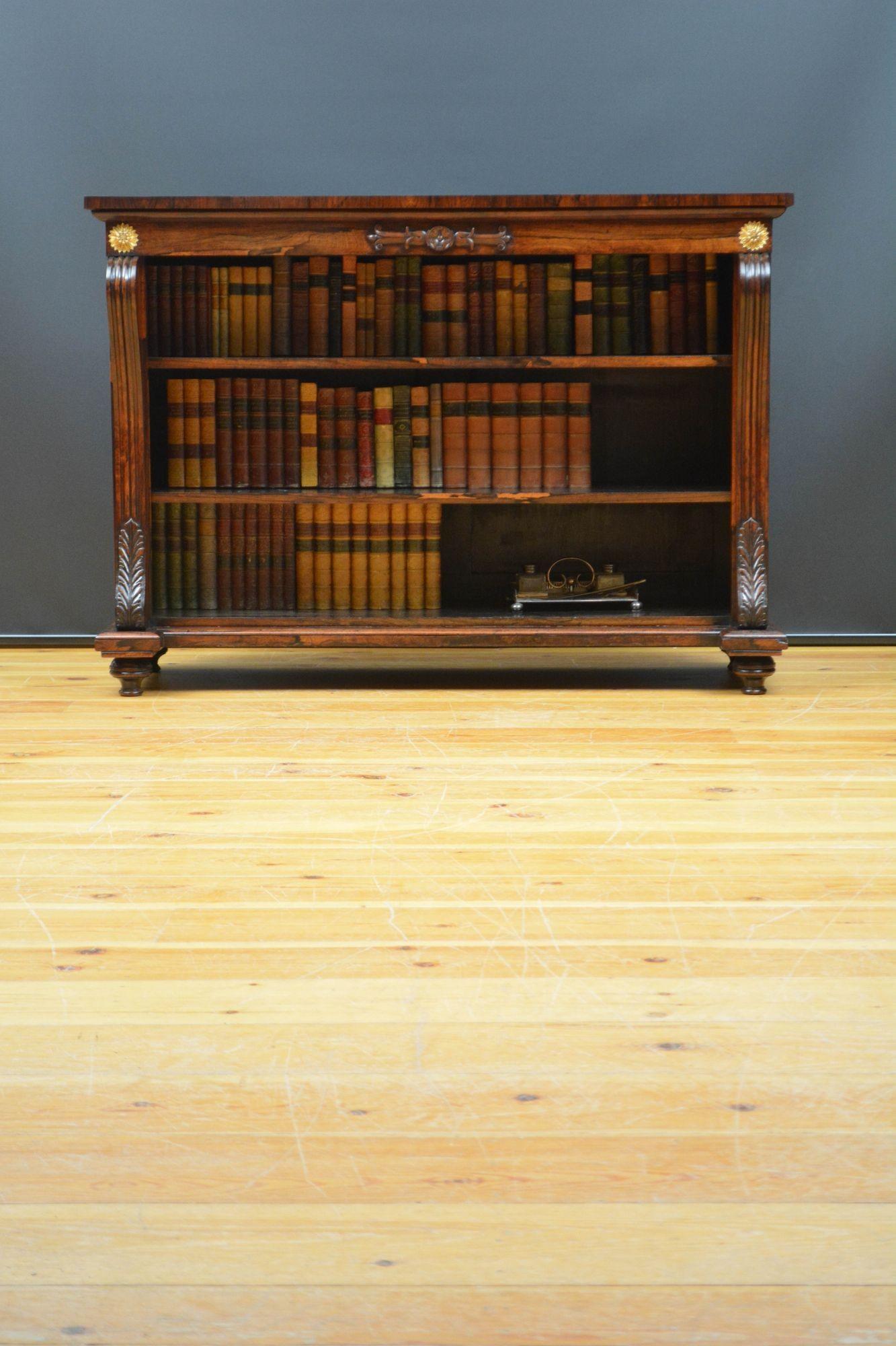 English Regency Low Open Bookcase in Rosewood For Sale at 1stDibs