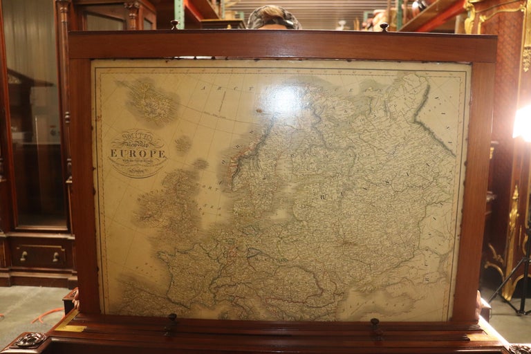 English Regency Mahogany 1820s Era Map Cabinet with Antique Maps of the ...
