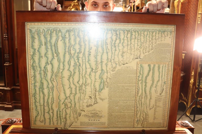 English Regency Mahogany 1820s Era Map Cabinet with Antique Maps of the ...