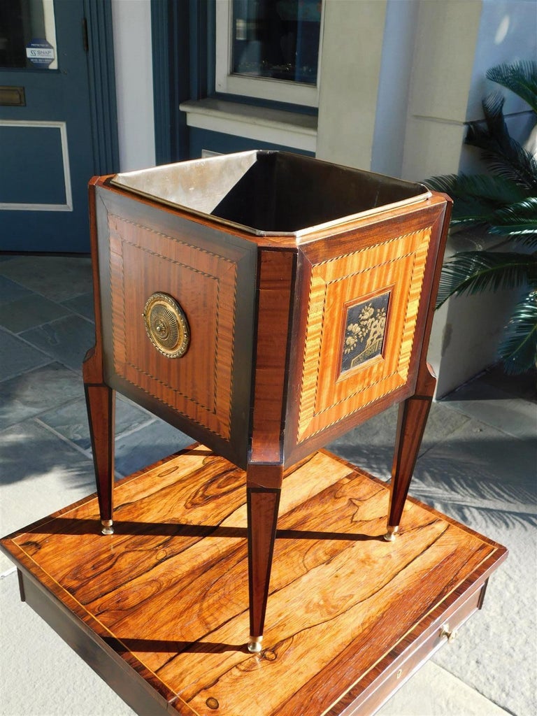 English Regency Mahogany and Satinwood Cellarette with Orig. Brass ...