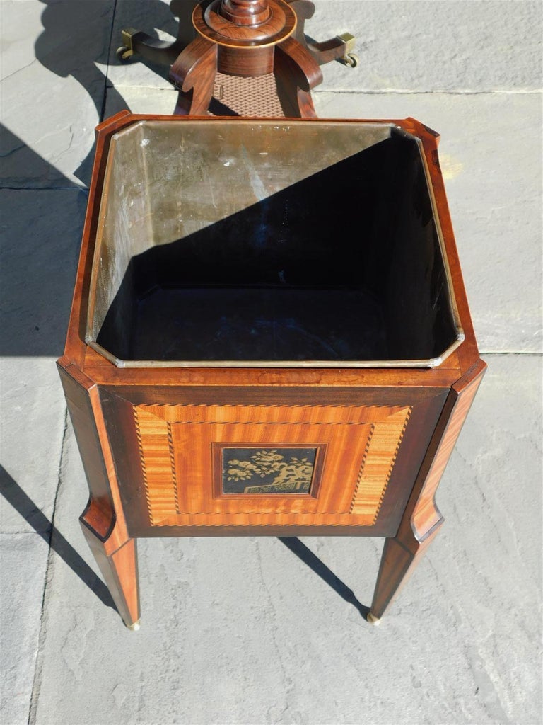 English Regency Mahogany and Satinwood Cellarette with Orig. Brass ...