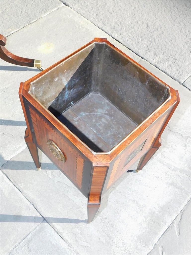 English Regency Mahogany and Satinwood Cellarette with Orig. Brass ...