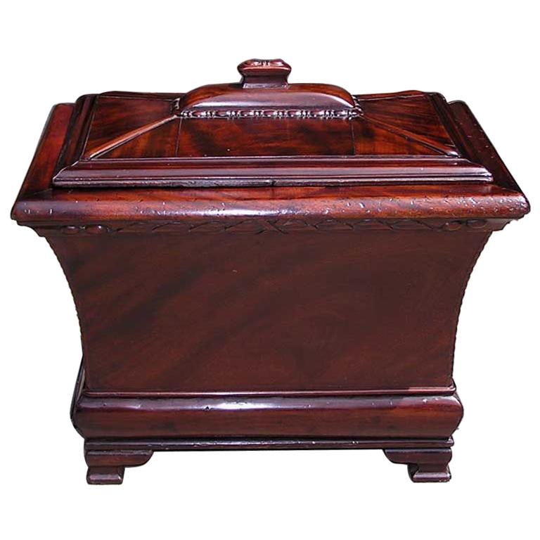 American Mahogany Gadrooned Wine Cellarette with Copper Rope Lining ...