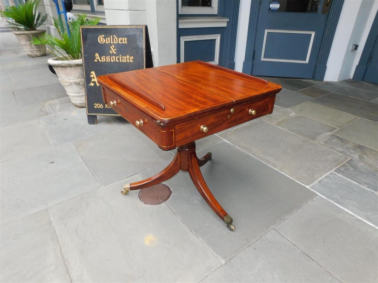 English Regency Mahogany Leather Reading Table with Flanking Candle ...