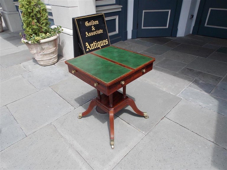 English Regency Mahogany Leather Top Reading Table with Flanking ...