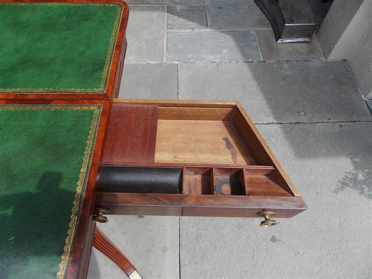 English Regency Mahogany Leather Top Reading Table with Flanking ...