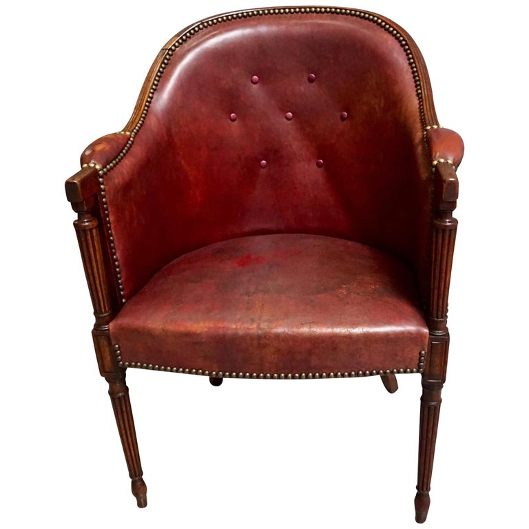 English Regency Mahogany Leather Upholstered Tub Chair at 1stDibs ...