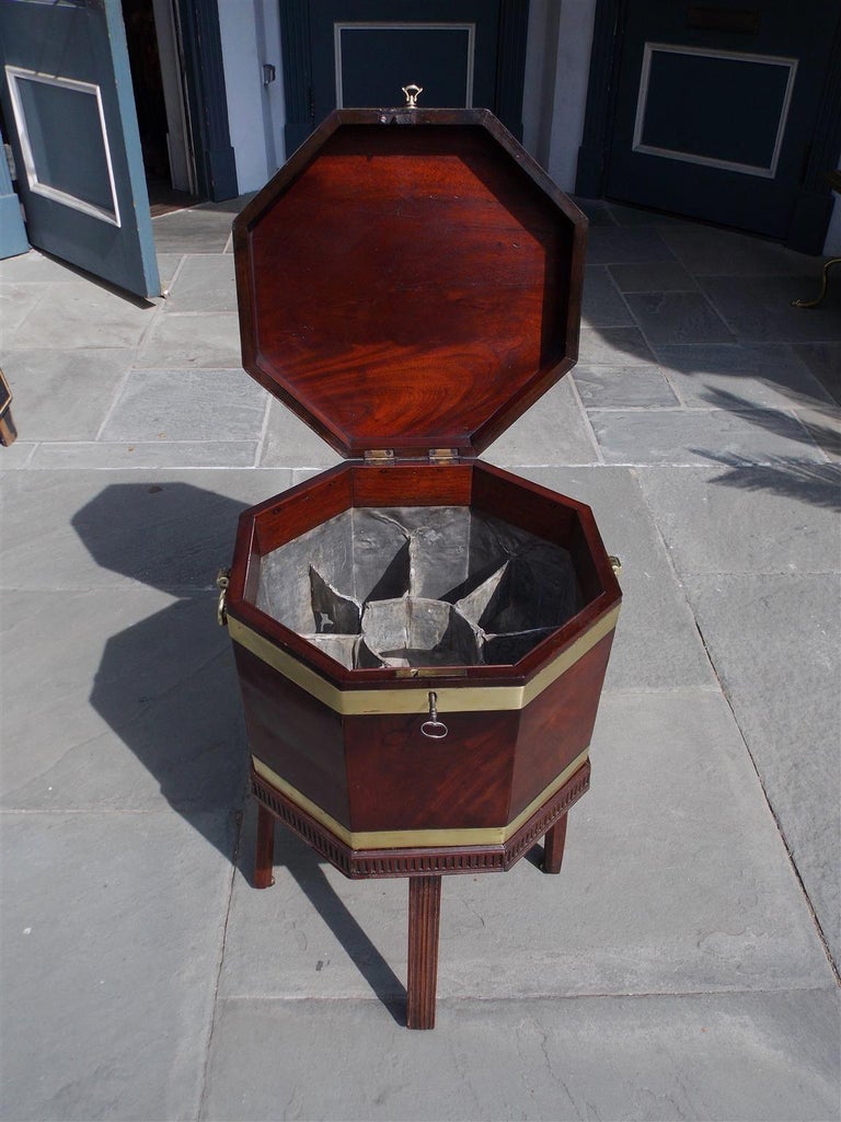 English Regency Mahogany Octagon Brass Banded Wine Cellarette on Stand ...