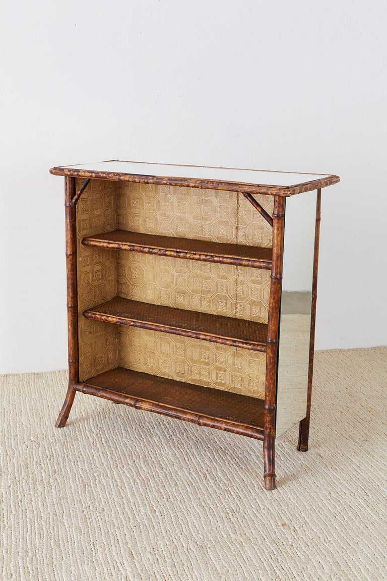 English Regency Mirrored Bamboo Bookcase of Shelf at 1stDibs