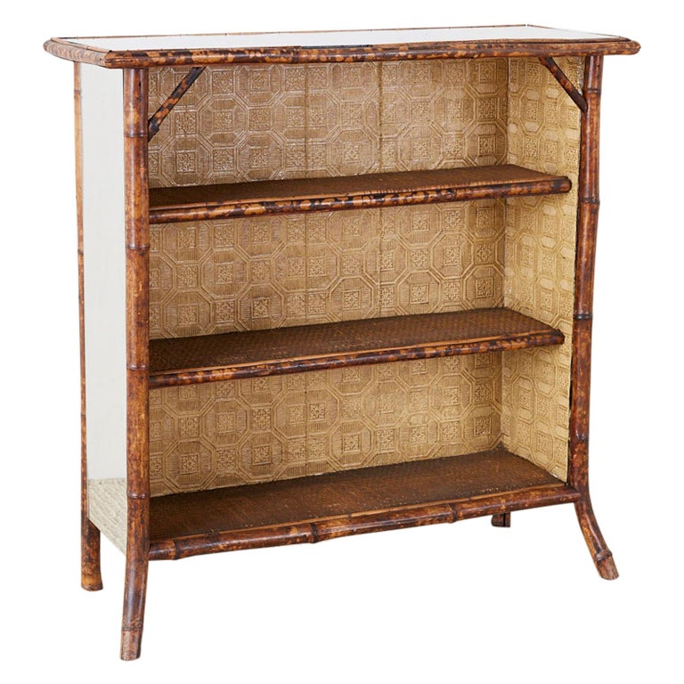 English Regency Mirrored Bamboo Bookcase of Shelf at 1stDibs