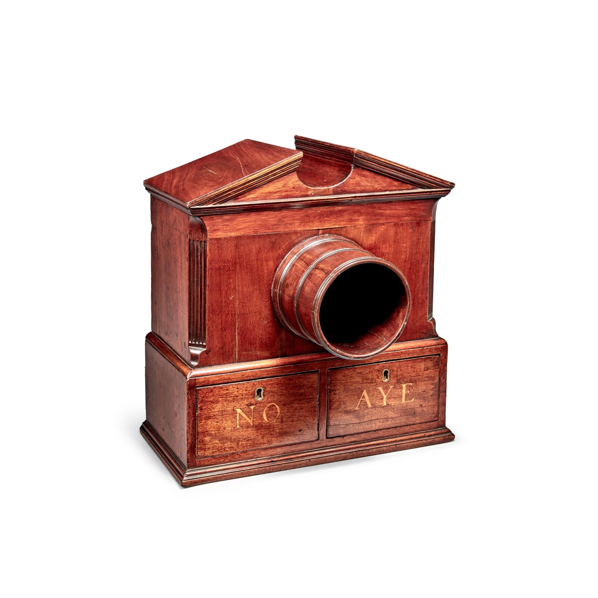 English Regency Neoclassical Inlaid Mahogany Architectural Ballot Box ...