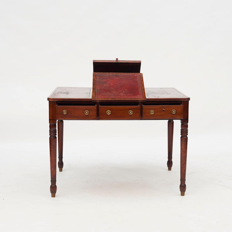 English Regency Partners Desk with Drawers and Writing Surfaces on Each ...