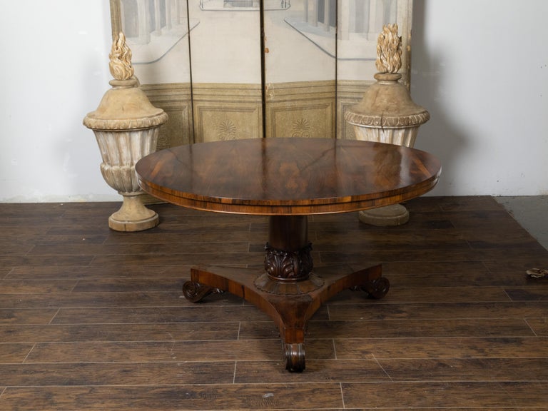 English Regency Period 1820s Mahogany Tilt Top Table with Carved ...