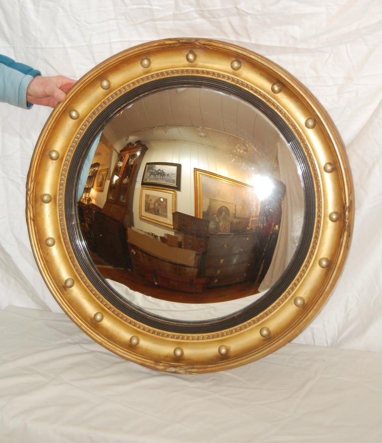 English Regency Period Round Convex Giltwood Mirror, circa 1820 For ...