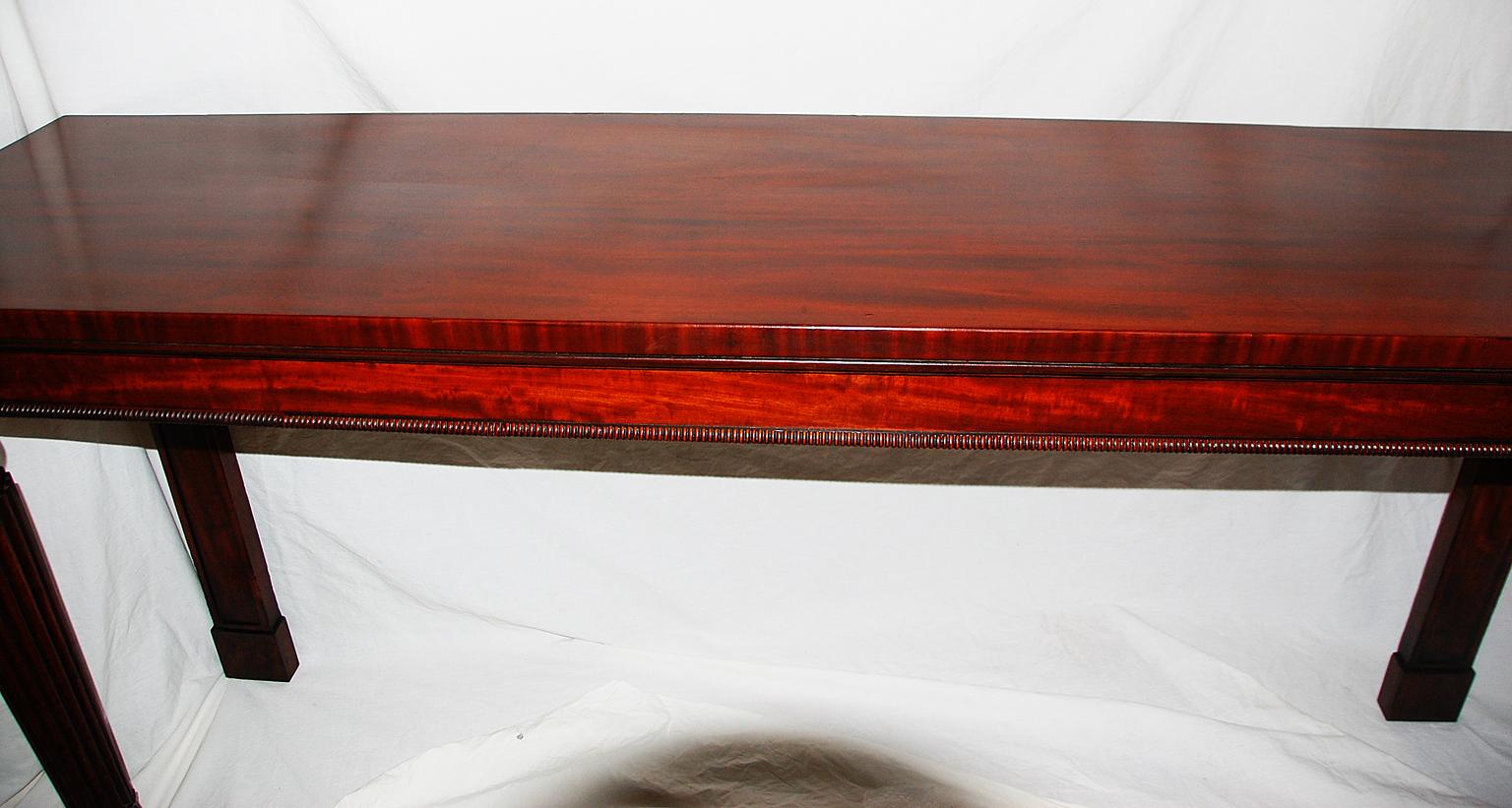 English Regency Period Long Mahogany Sideboard or Hall Table Reeded ...