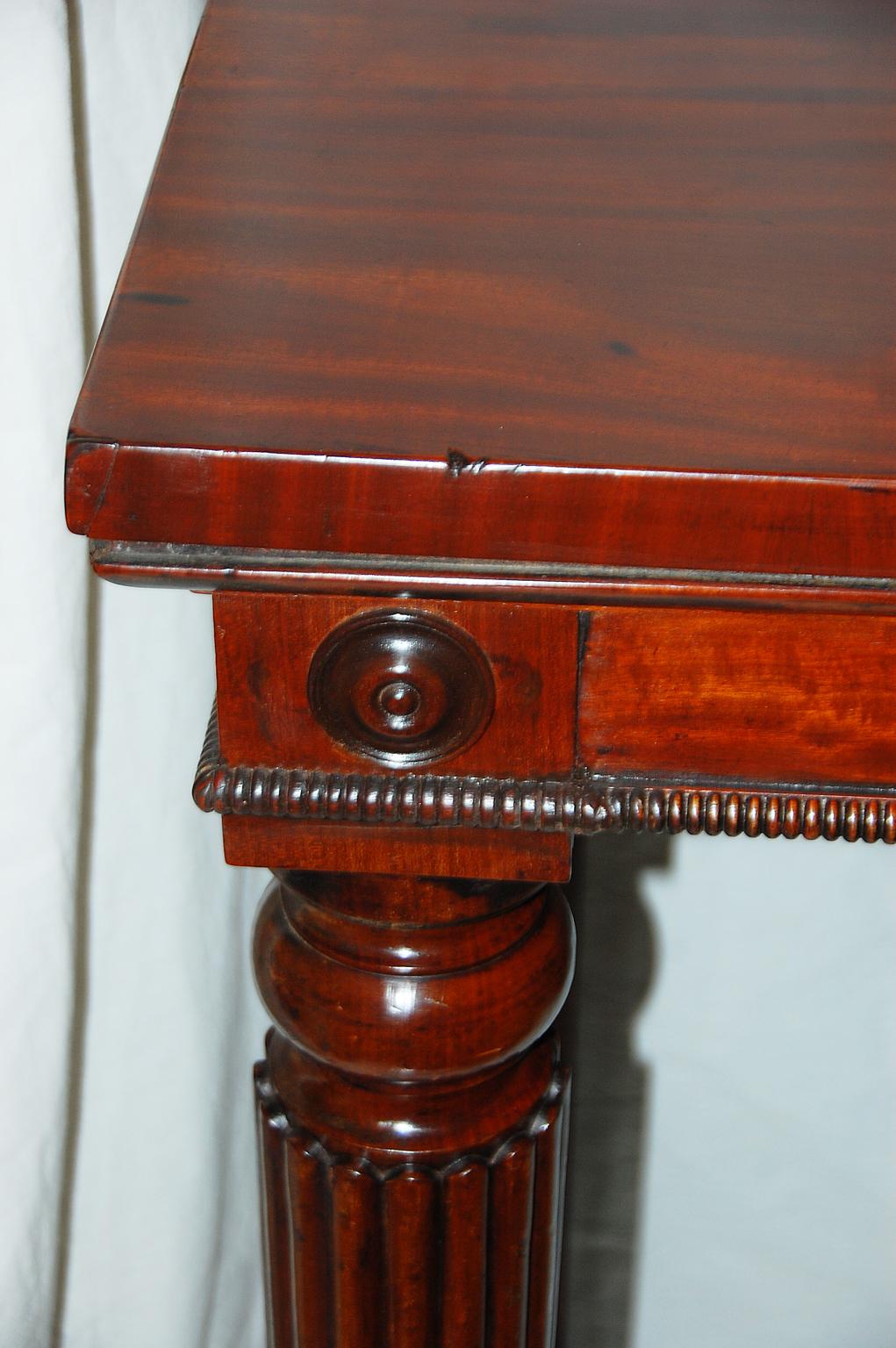English Regency Period Long Mahogany Sideboard or Hall Table Reeded ...