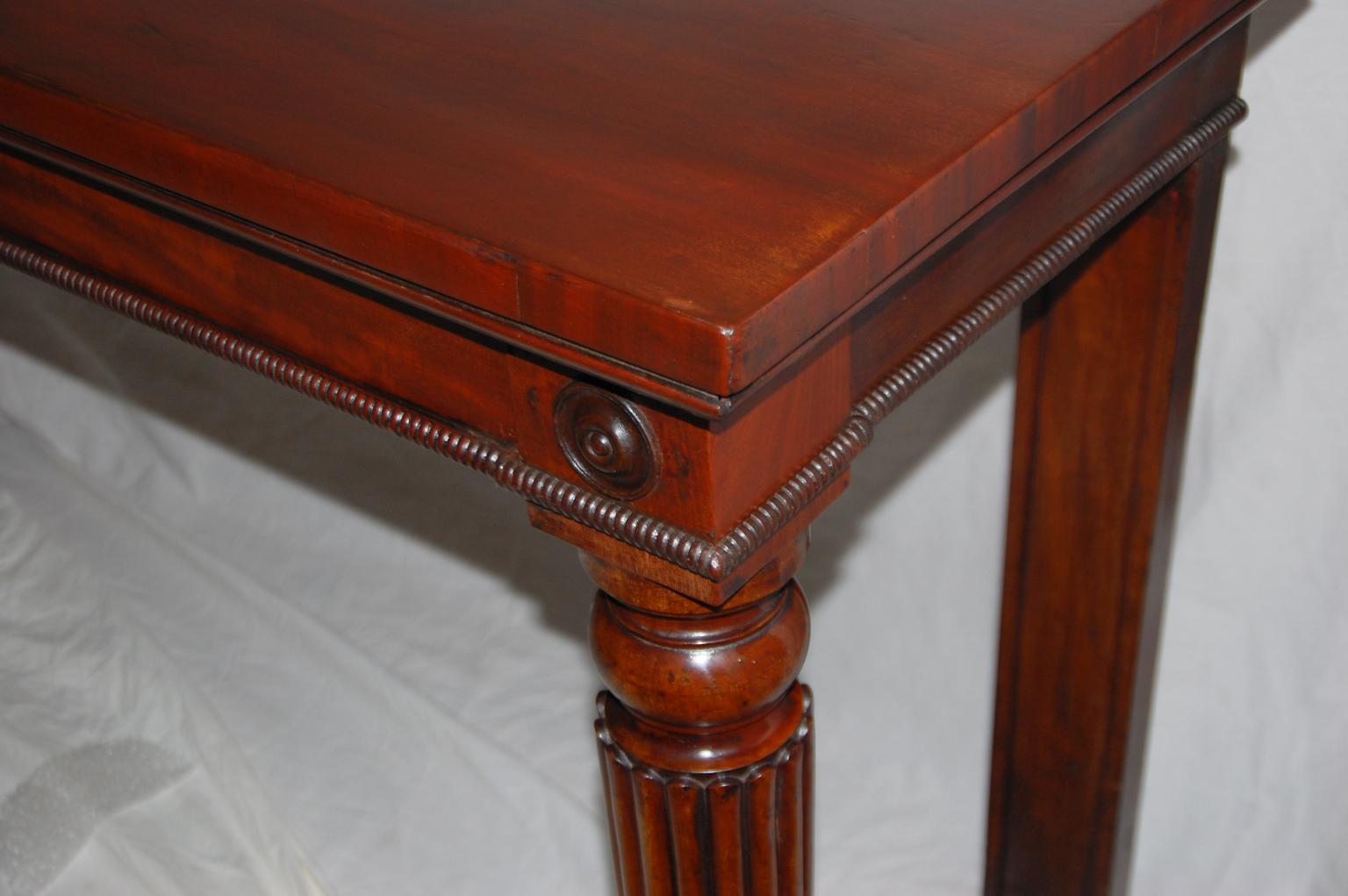 English Regency Period Long Mahogany Sideboard or Hall Table Reeded ...