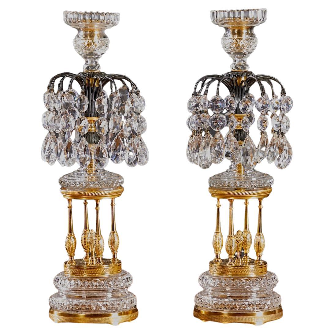 Regency period bronze and ormolu gothic candlesticks For Sale at 1stDibs