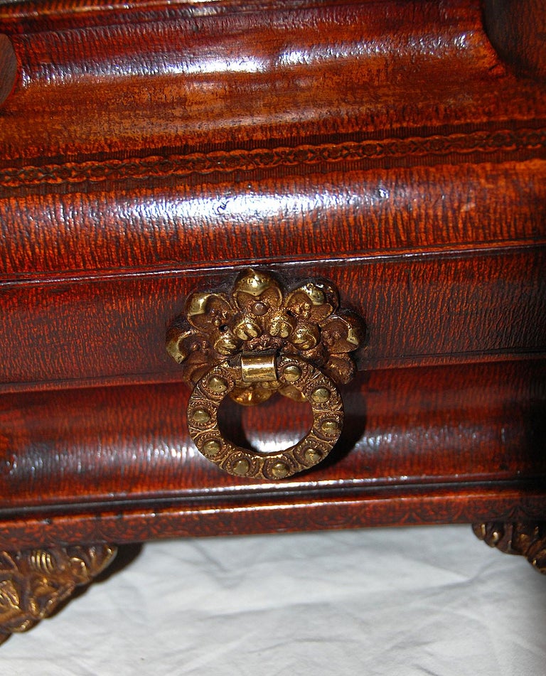 English Regency Period Embossed Leather Sewing Box with Drawer and ...