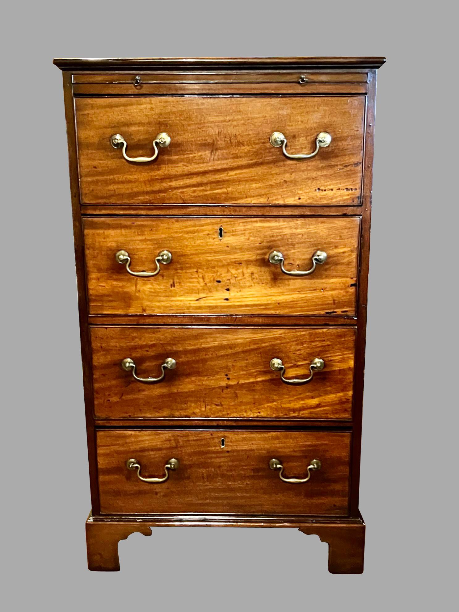 English Regency Period Mahogany 4 Drawer Tall Chest at 1stDibs