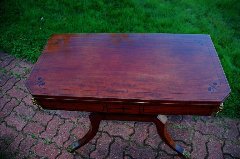 English Regency Period Mahogany Card Table with Ebony Stringing and ...