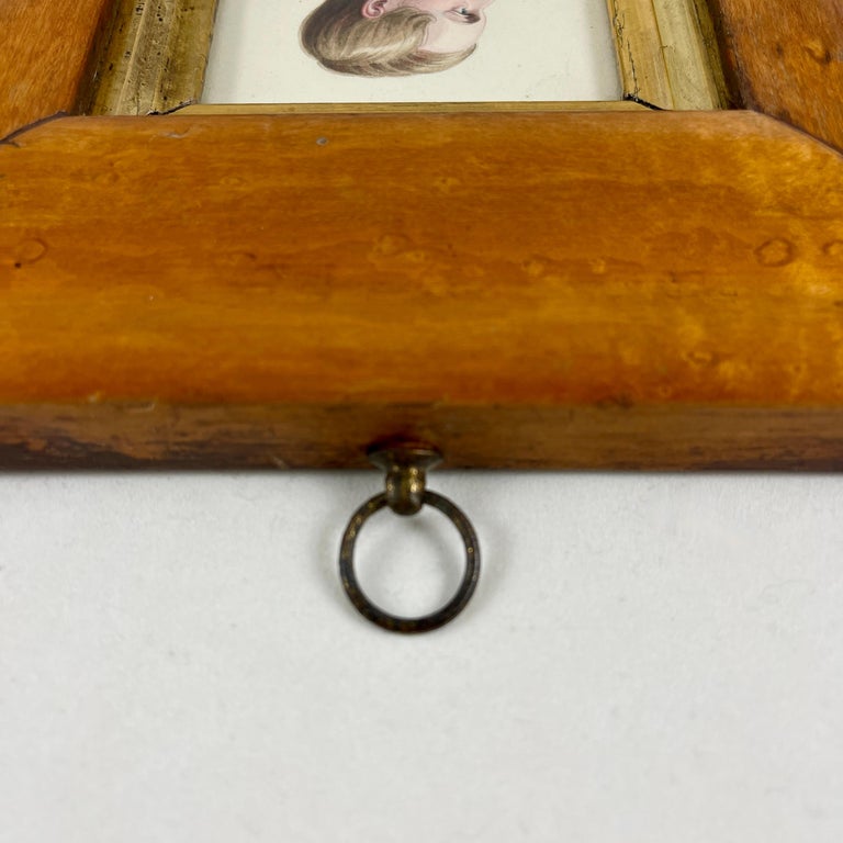 English Regency Period Original Watercolor Fruitwood Frame Portrait of ...