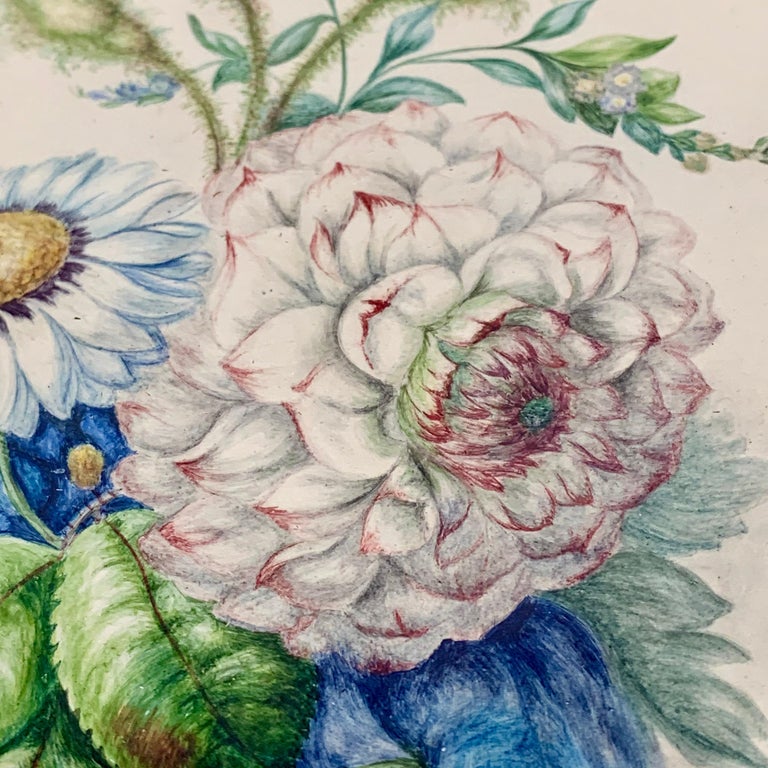 English Regency Period Original Watercolor in Fruitwood Frame, Daisy ...