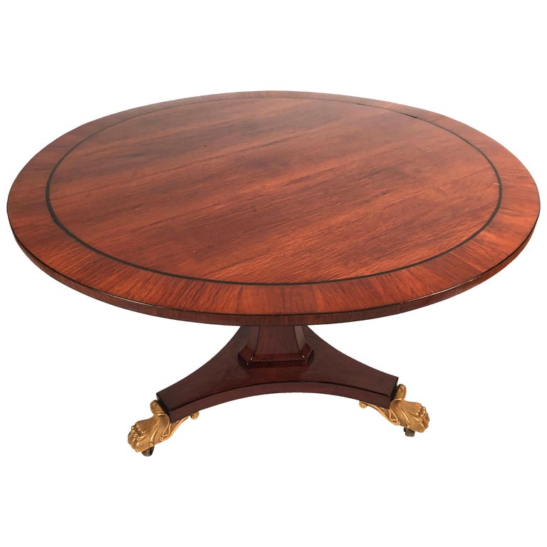 English Regency Period Round Table with Gilt Bronze Animal Paw Feet at ...