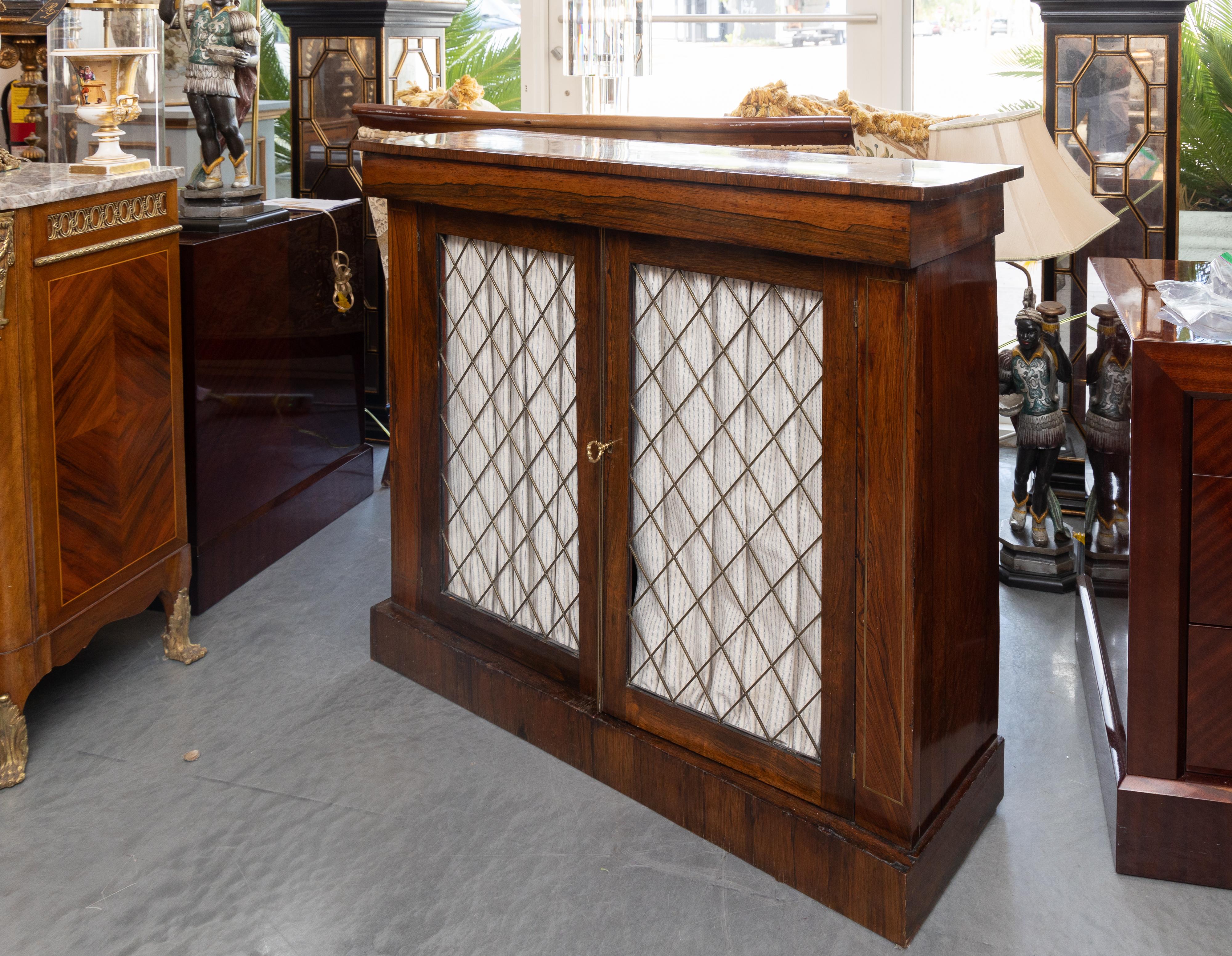 English Regency Rosewood Small Bookcase with Brass Grill at 1stDibs
