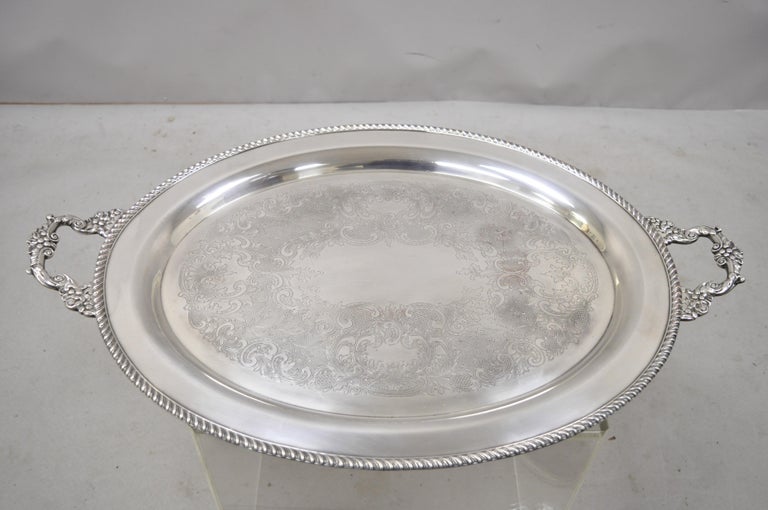 English Regency Silver Plate Oval Serving Platter Tray Handles by ...