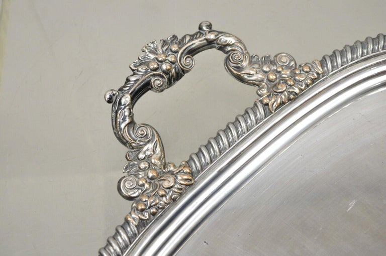 English Regency Silver Plated Twin Handle Platter Tray with Crest and ...