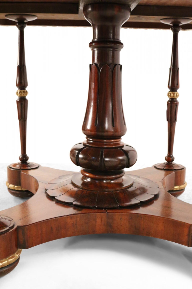 English Regency Square Canted Corner Walnut and Brass Trim Center Table ...