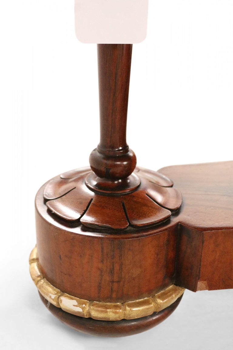 English Regency Square Canted Corner Walnut and Brass Trim Center Table ...