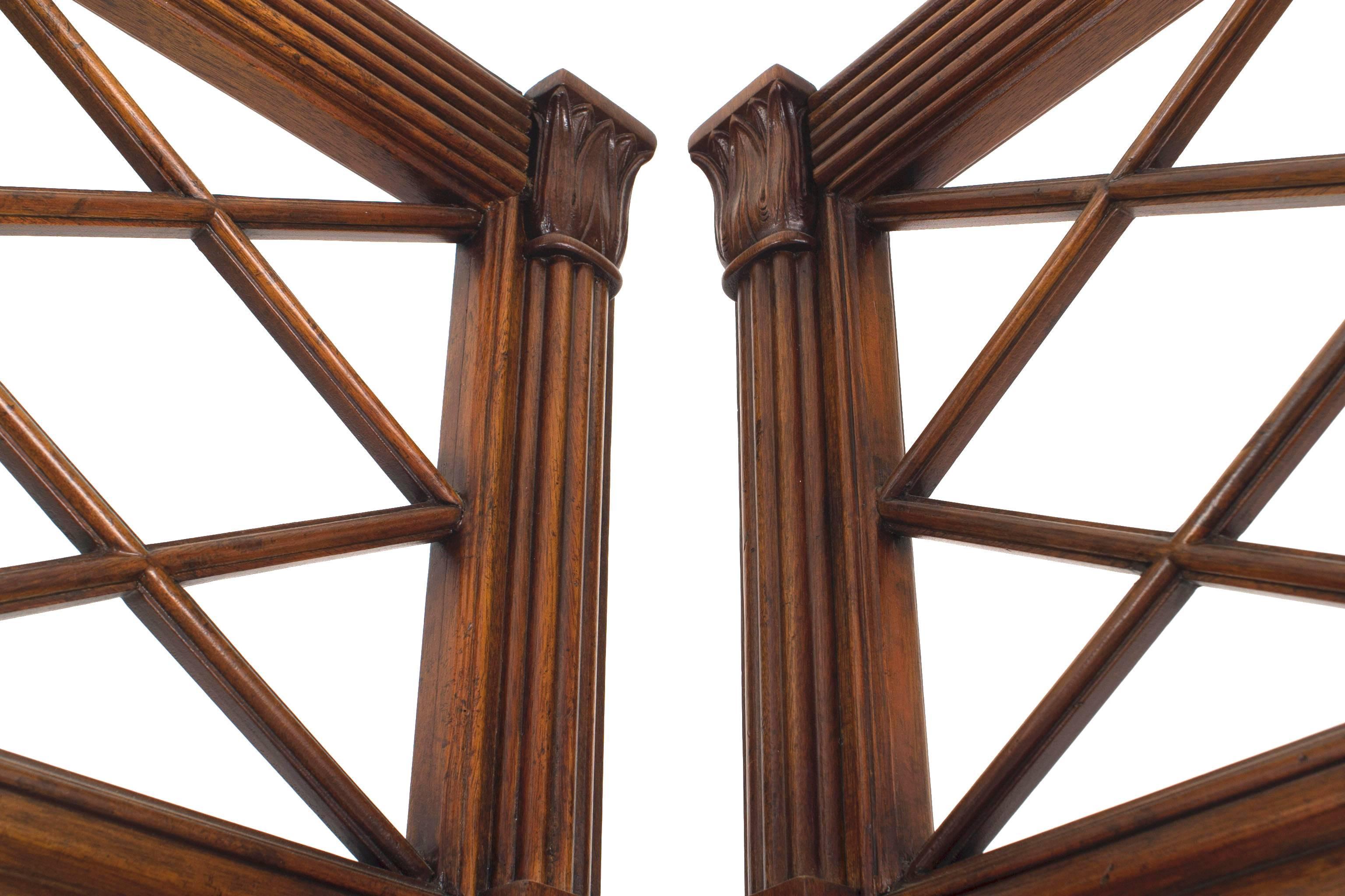 Regency Style Mahogany 3-Fold Screen with Glass Panels at 1stDibs