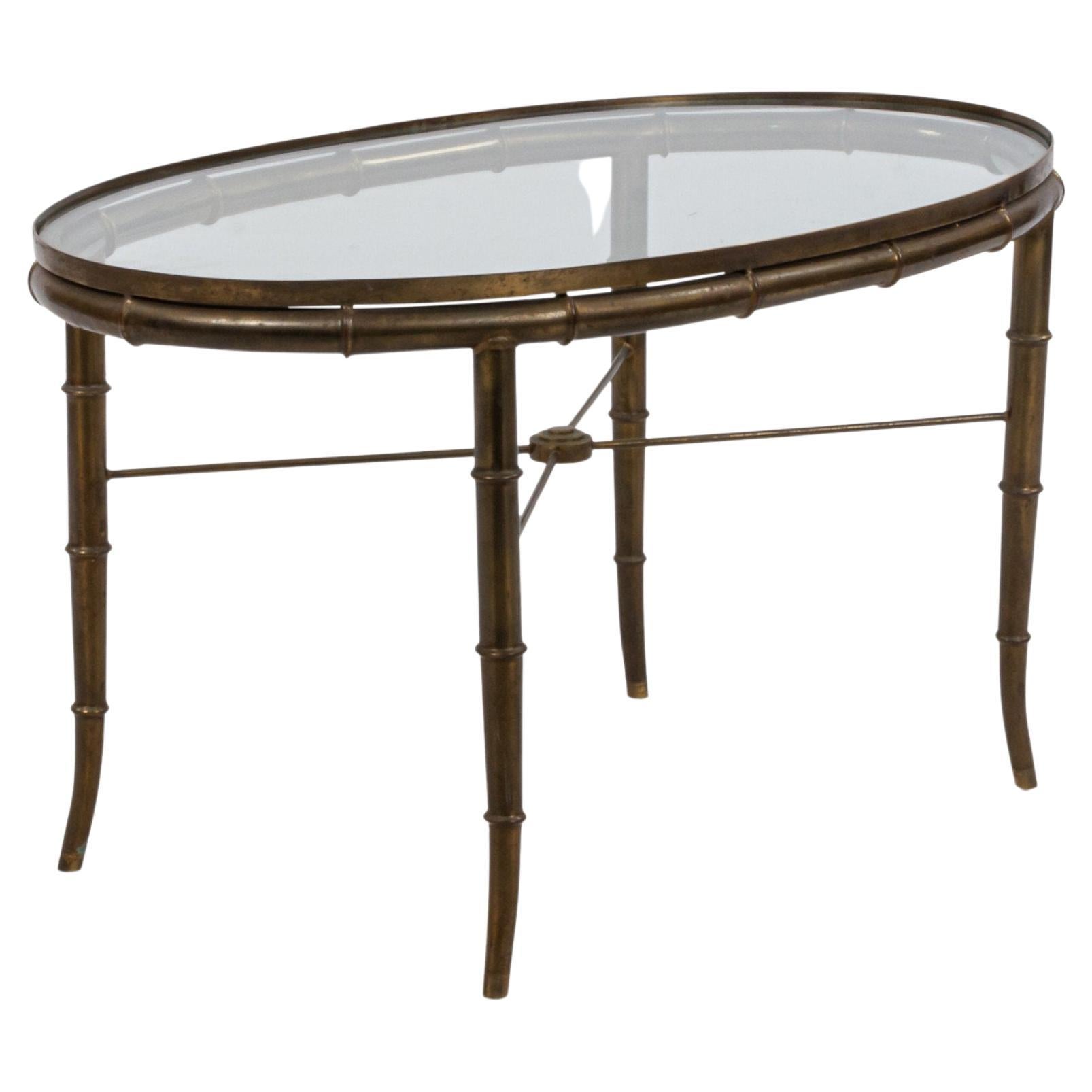 Gilt Faux Bamboo Oval Coffee Table at 1stDibs
