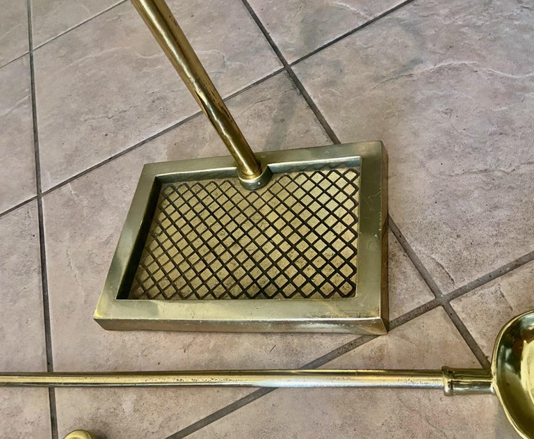 English Regency Style Brass Fireplace Tool Set For Sale at 1stDibs