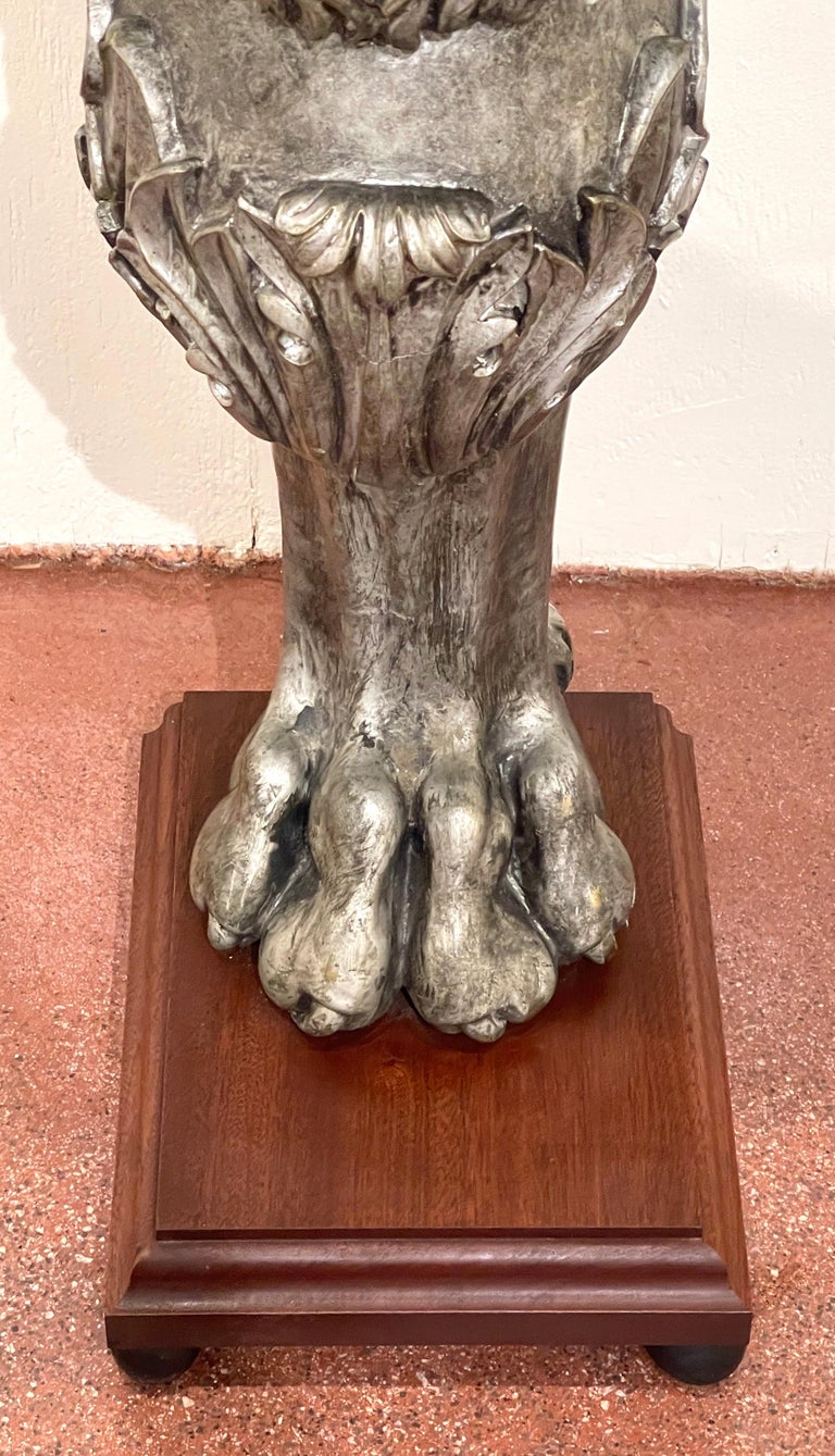 English Regency Style Marble Top Zinc Lion Caryatid Console Table For ...