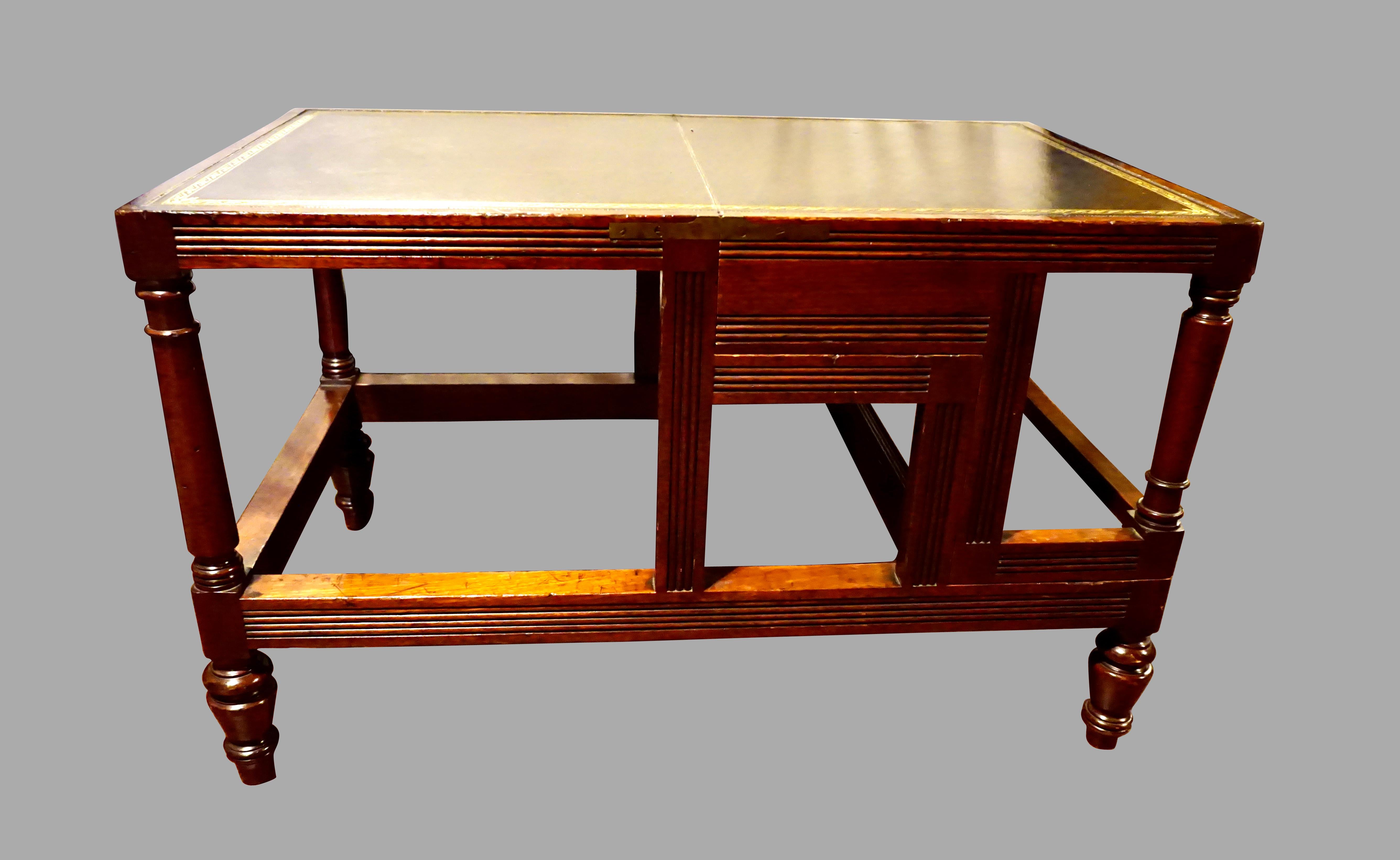 English Regency Style Metamorphic Library Table with Leather Lined ...