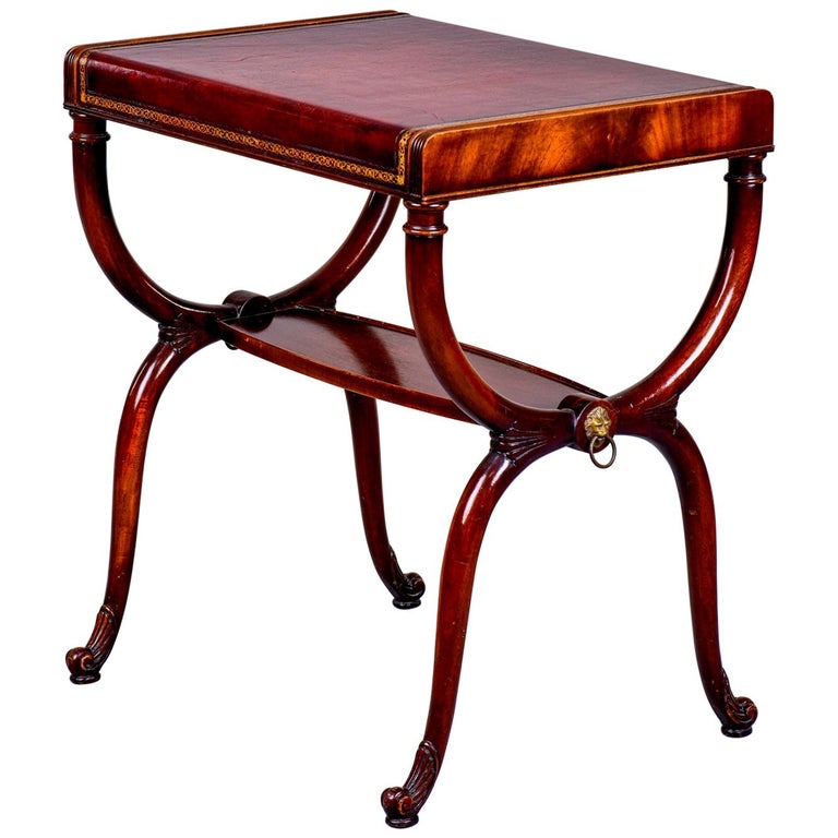 English Regency Style Side Table with Tooled Red Leather Top at 1stDibs