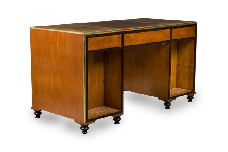 English Regency Style Wood and Brass Leather Top Campaign Desk For Sale ...