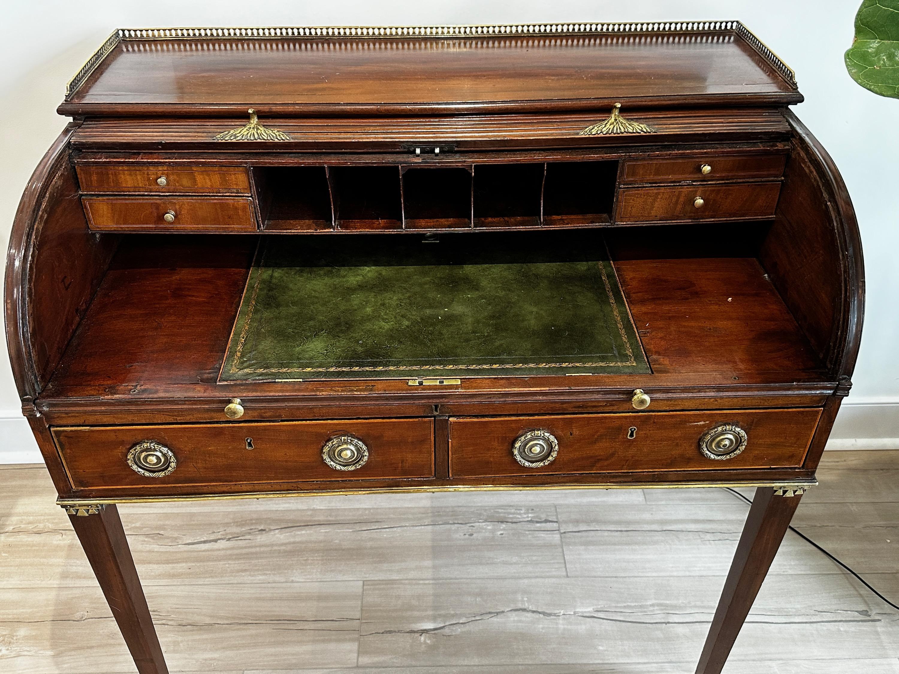 English Regency Tambour Top Writing Desk For Sale at 1stDibs