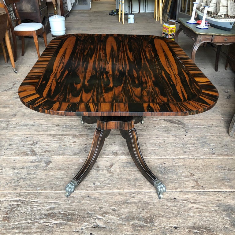English Regency Tea Table, Calamander Wood For Sale at 1stDibs