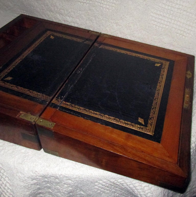 English Regency Walnut Traveling Lap Desk Box with Secret Compartment ...
