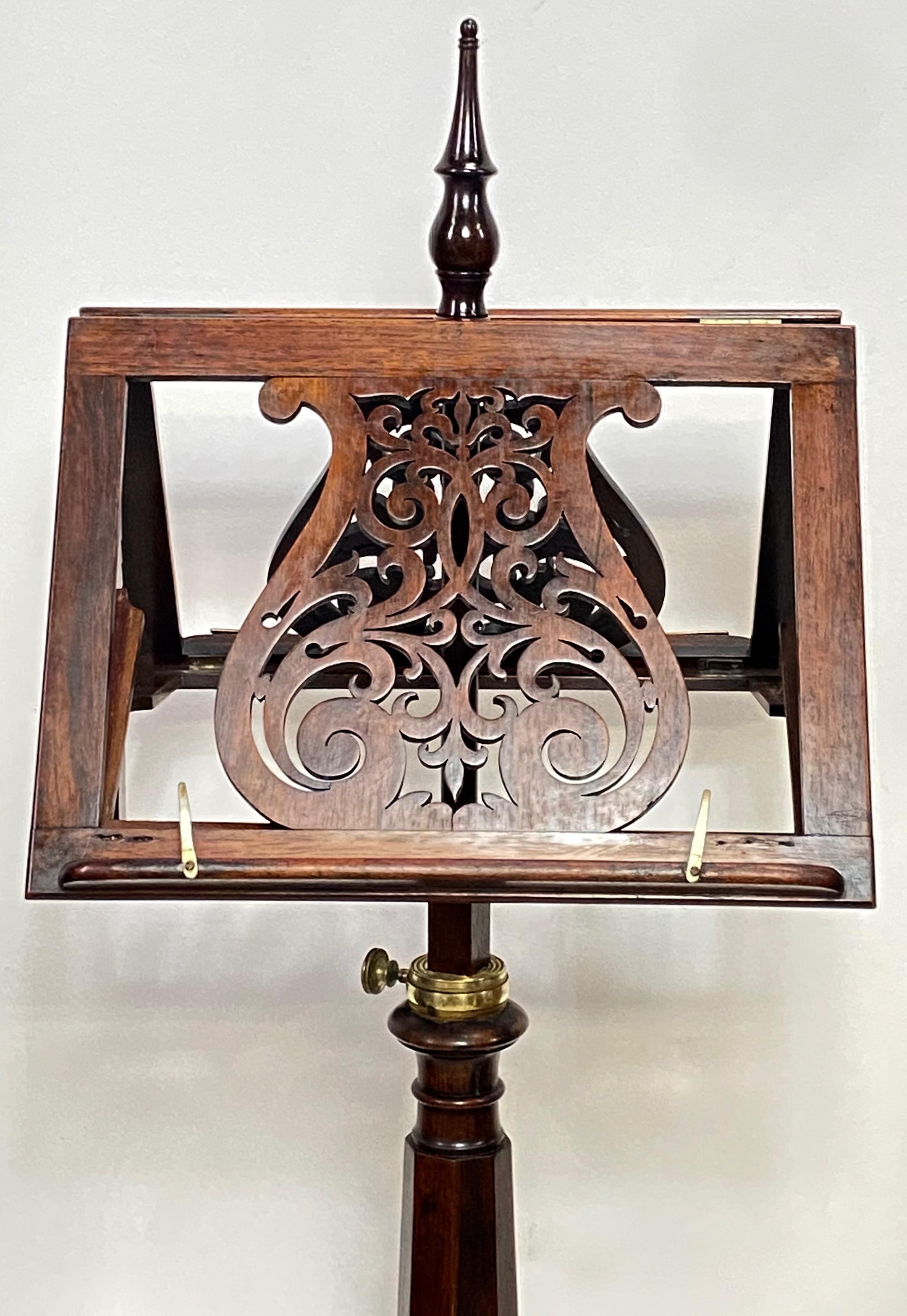English Regency William IV Period Rosewood Adjustable Music Stand For ...