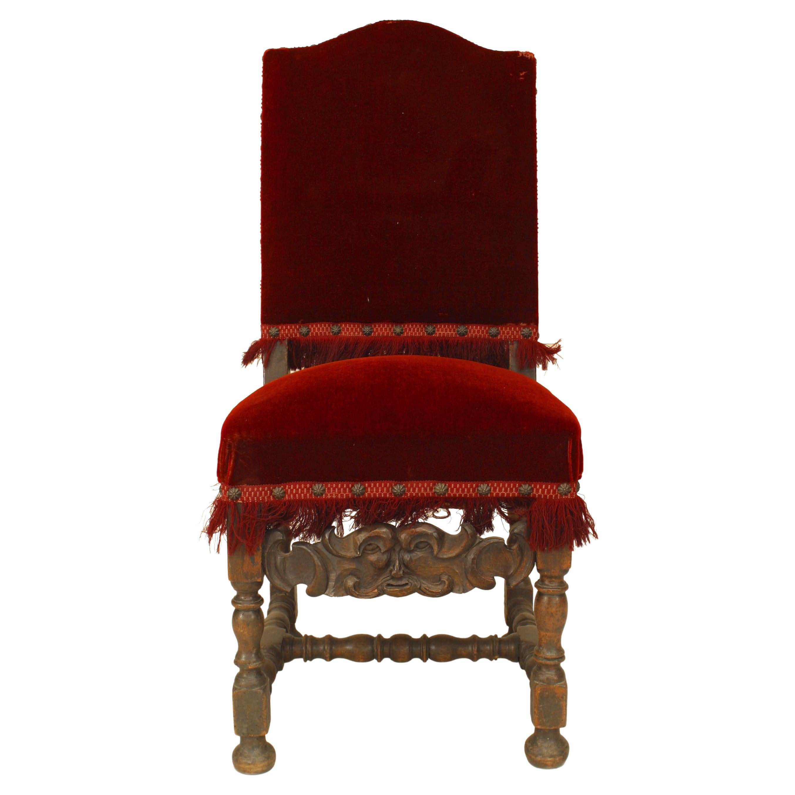 American Victorian Red Velvet Side Chairs For Sale at 1stDibs