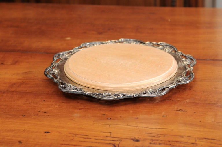 English R.F. Mosley and Co Round Silver Plated Tray with Pierced ...