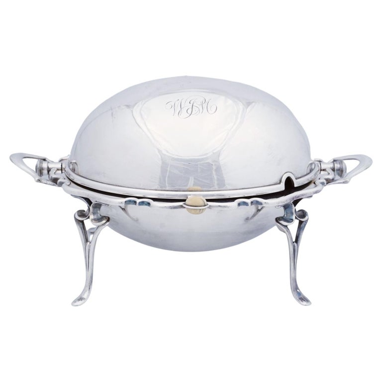 English Roll-Over Dome Top Silver Tureen or Footed Serving Dish For ...