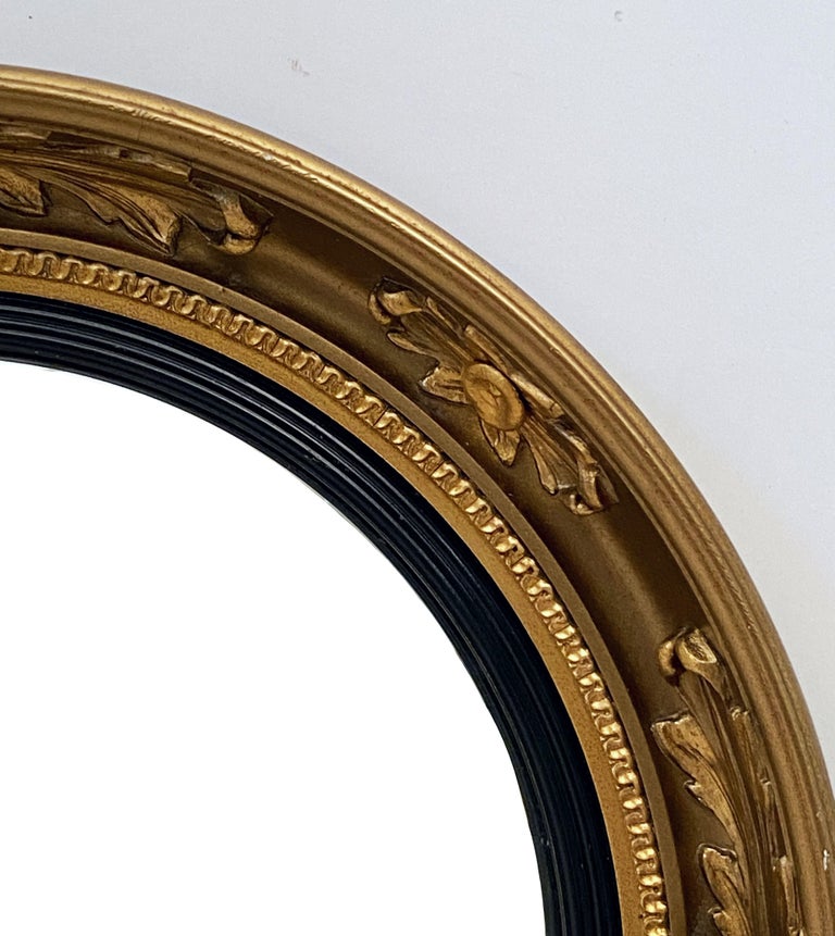 English Round Gilt Framed Convex Mirror at 1stDibs