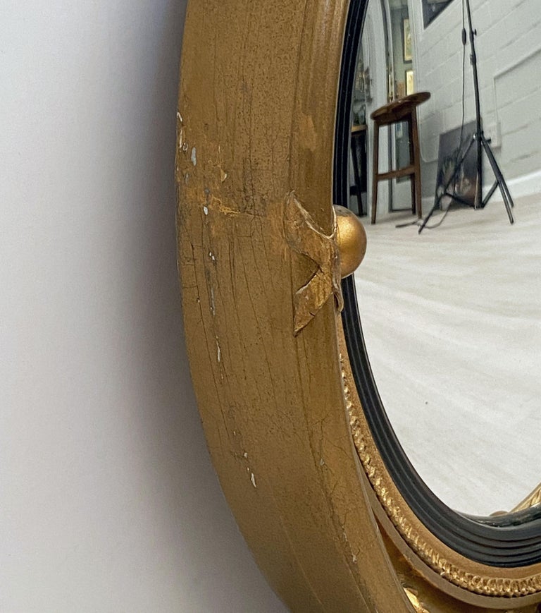 English Round Gilt Framed Convex Mirror at 1stDibs