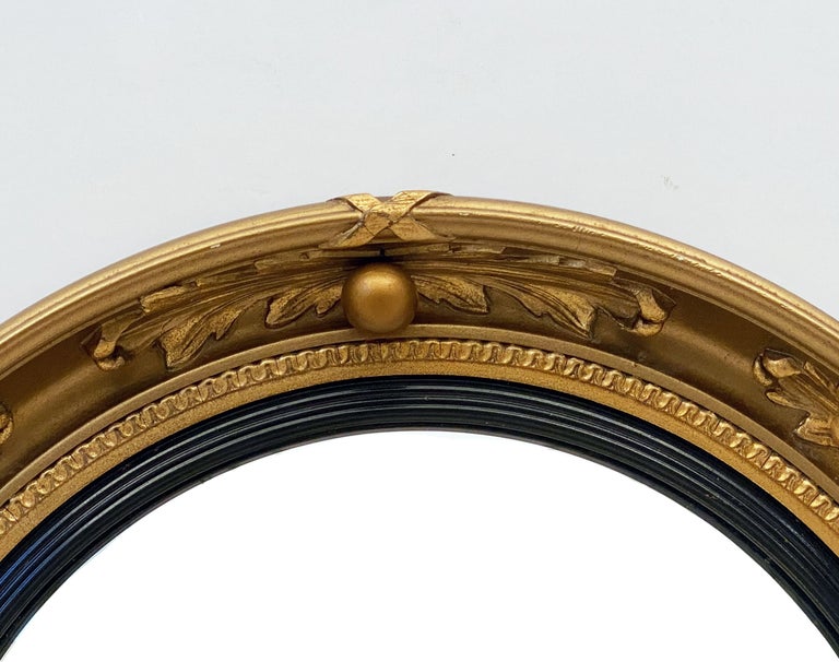 English Round Gilt Framed Convex Mirror at 1stDibs